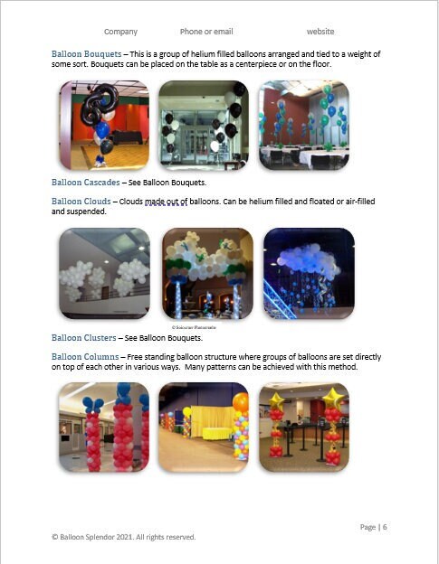The Language of Balloon Art Glossary in Word, Fully Editable in ...