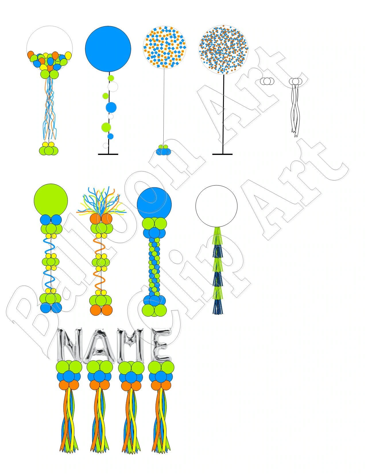 Trending Balloon Columns in .pub, .pdf, and Png, Color Schemed - Etsy