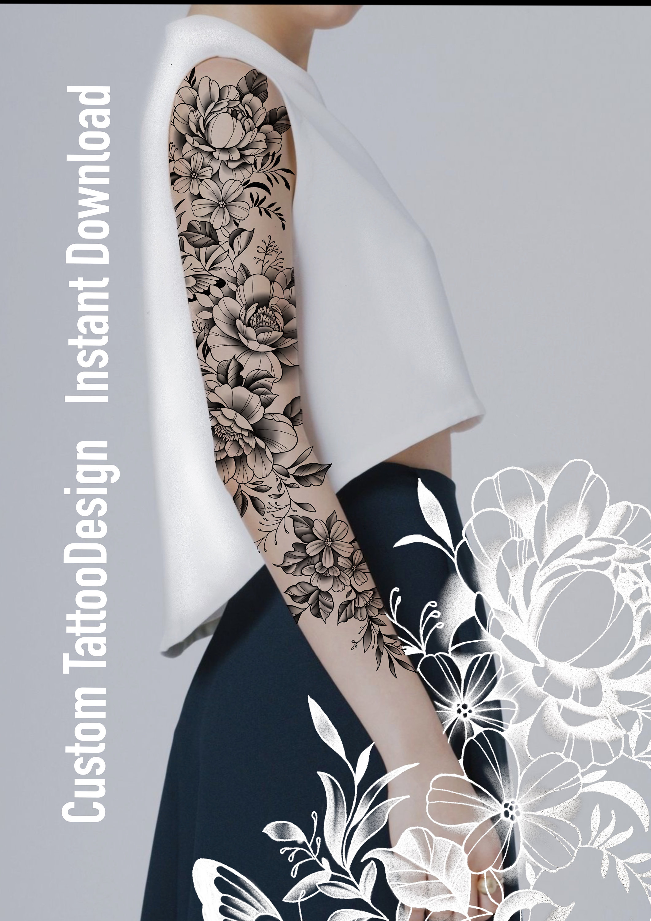 Arm Sleeve Tattoo Design | Custom Tattoo Design | Printable Flash ...