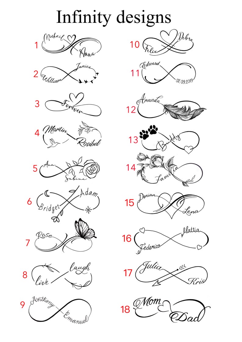 Infinity Symbol Custom Design Personalized Tattoo Instant - Etsy Australia