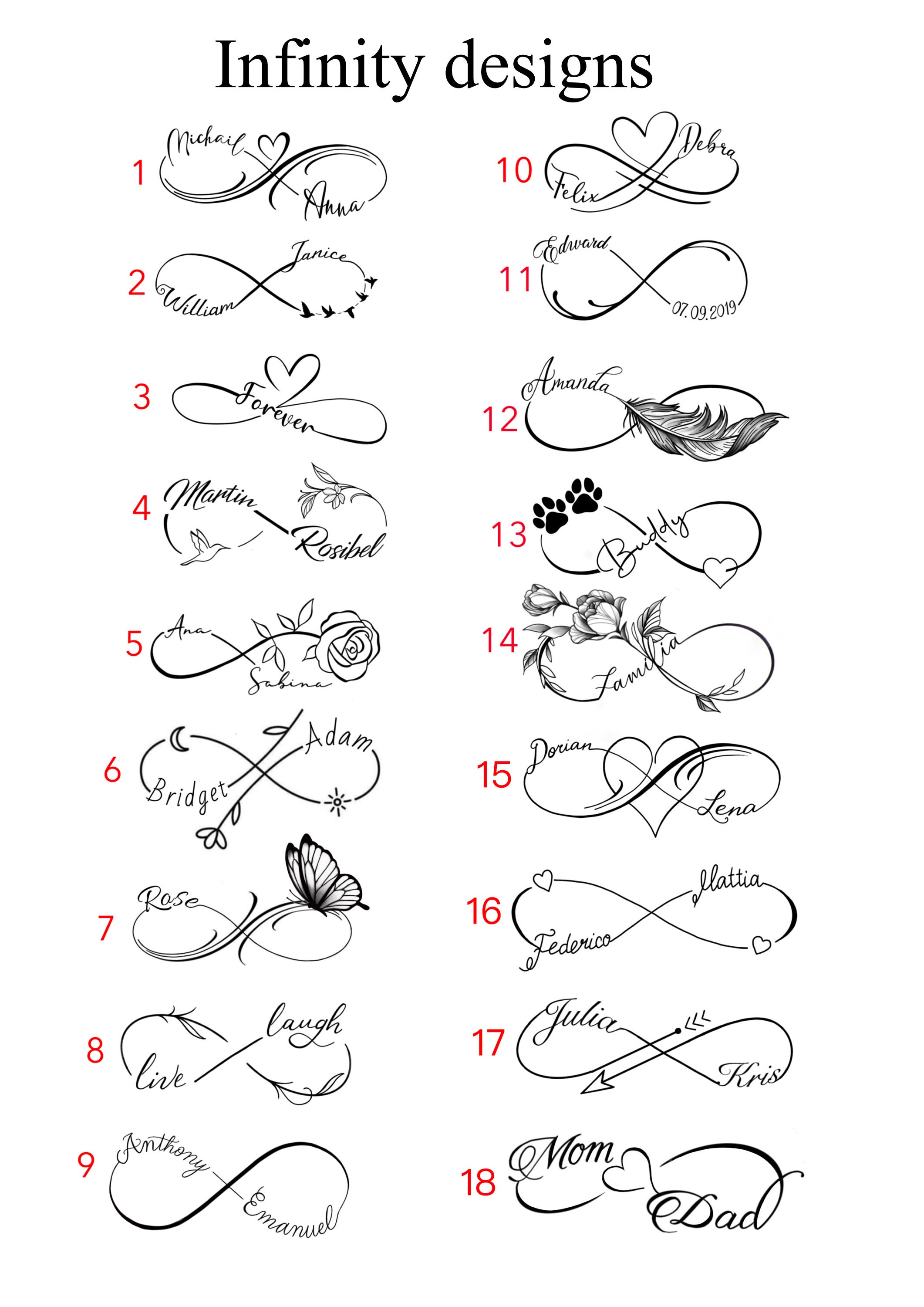 Infinity Symbol Custom Design Personalized Tattoo Instant Download PNG ...