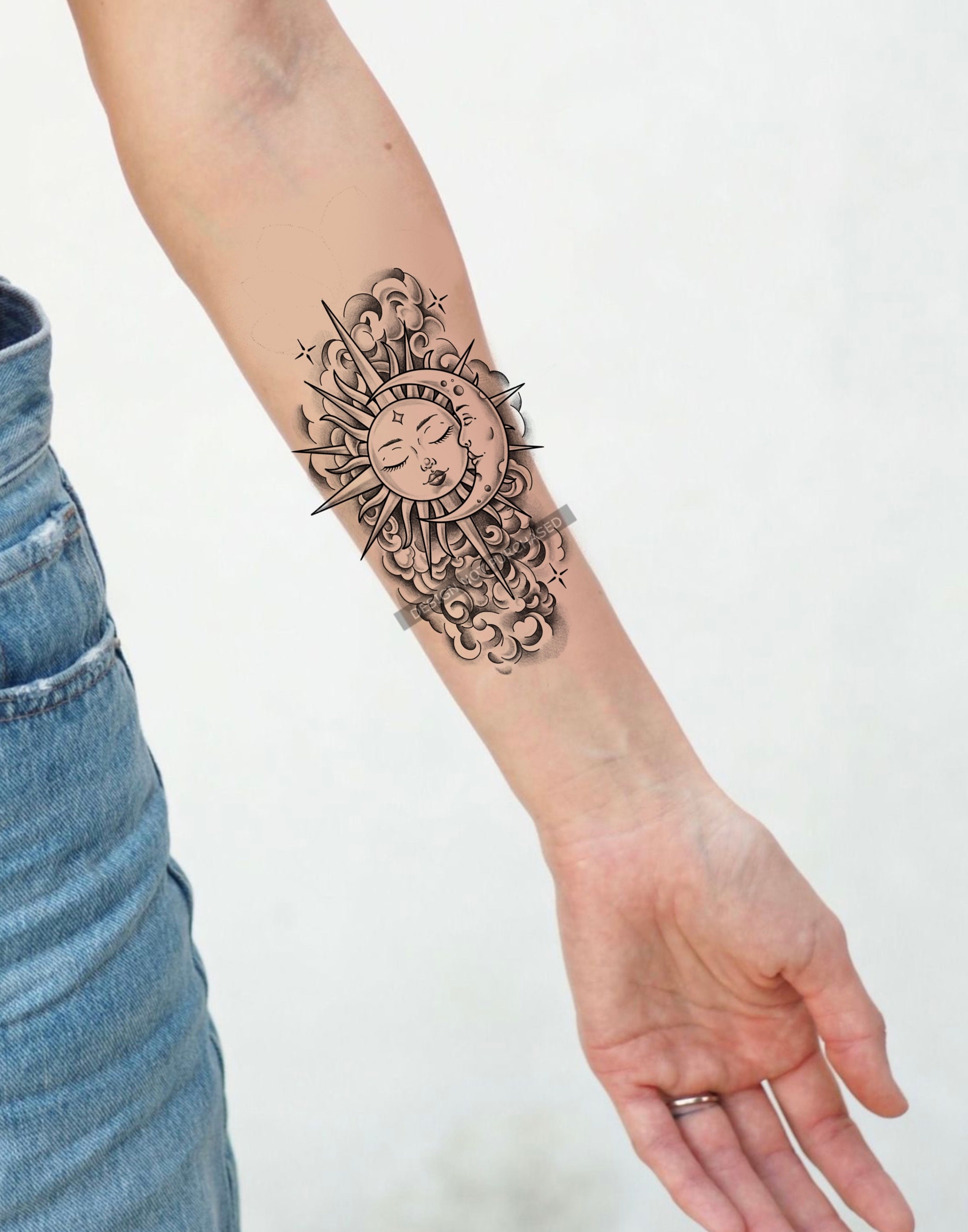 Moon Sun Tattoo Design Star Tattoo Custom Tattoo Design Digital