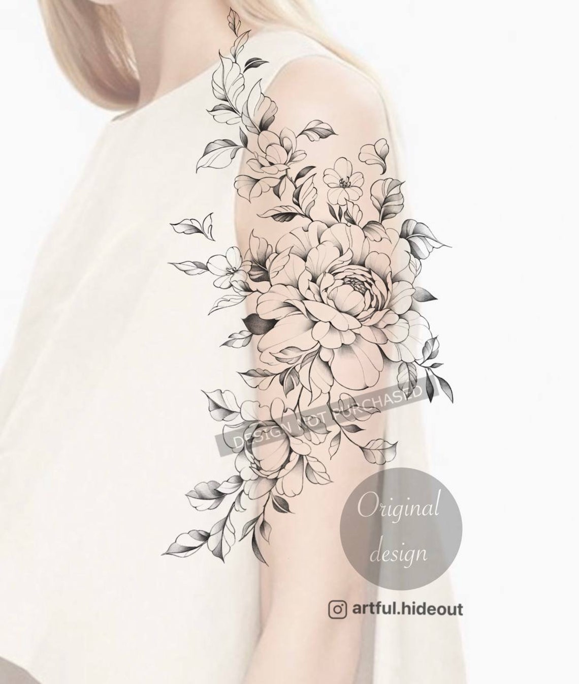 Floral Tattoo Design Flower Tattoo Flash Custom Tattoo Design Instant ...