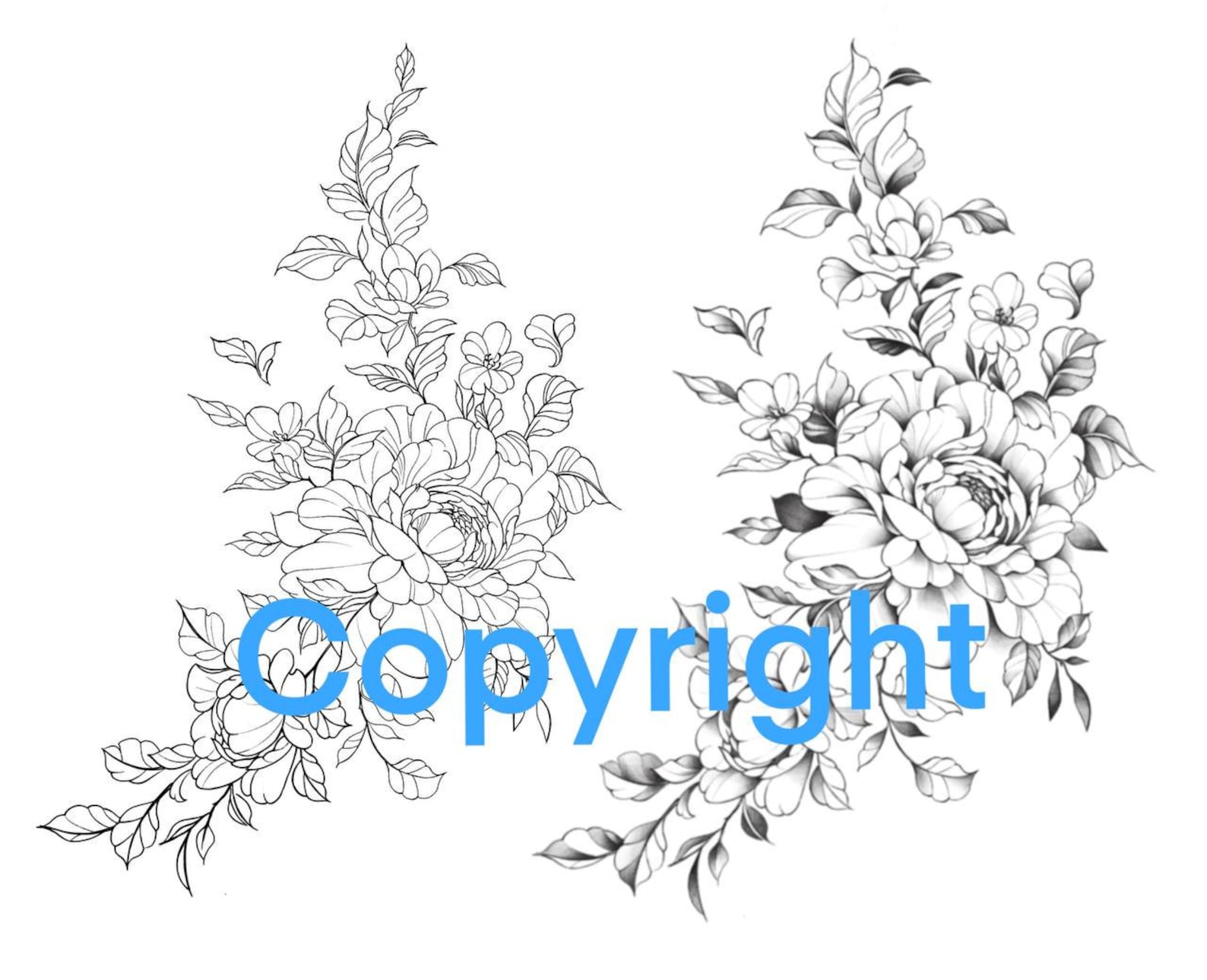 Floral Tattoo Design Flower Tattoo Flash Custom Tattoo Design Instant ...