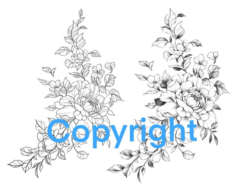 Floral Tattoo Design Flower Tattoo Flash Custom Tattoo Design Instant ...