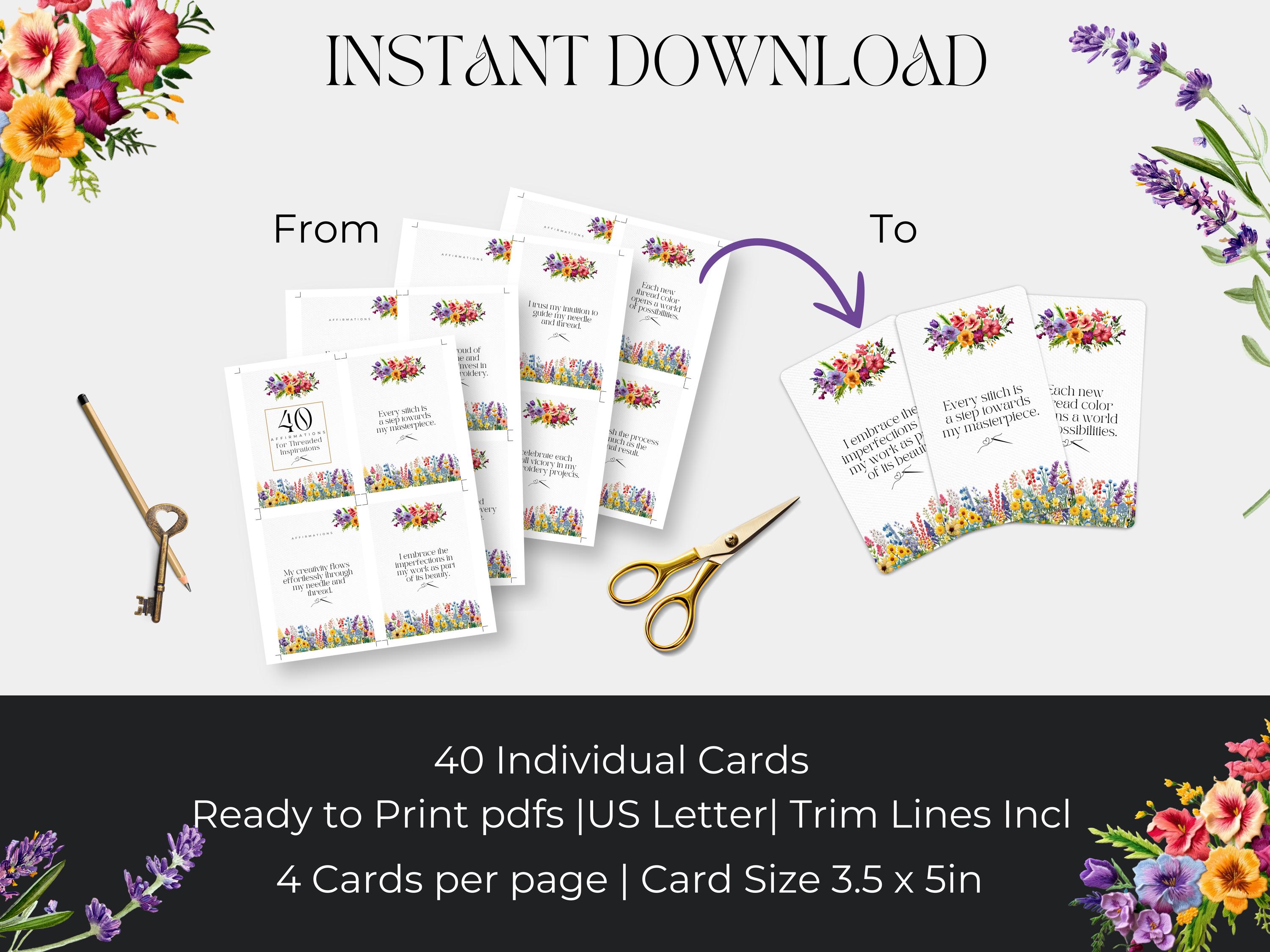 40 Affirmation Cards for Threading Inspirations, Needlework ...