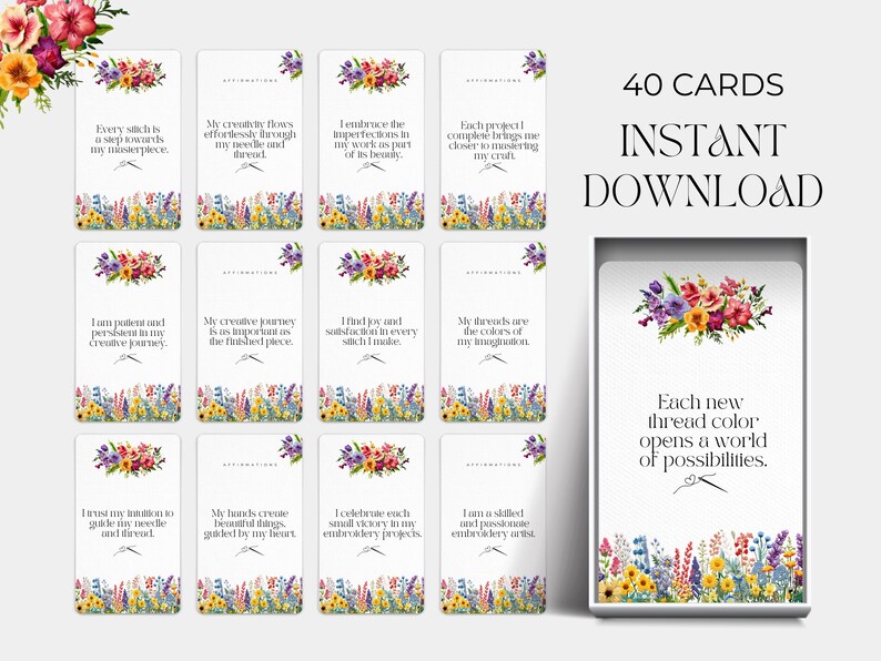 40 Affirmation Cards for Threading Inspirations, Needlework ...