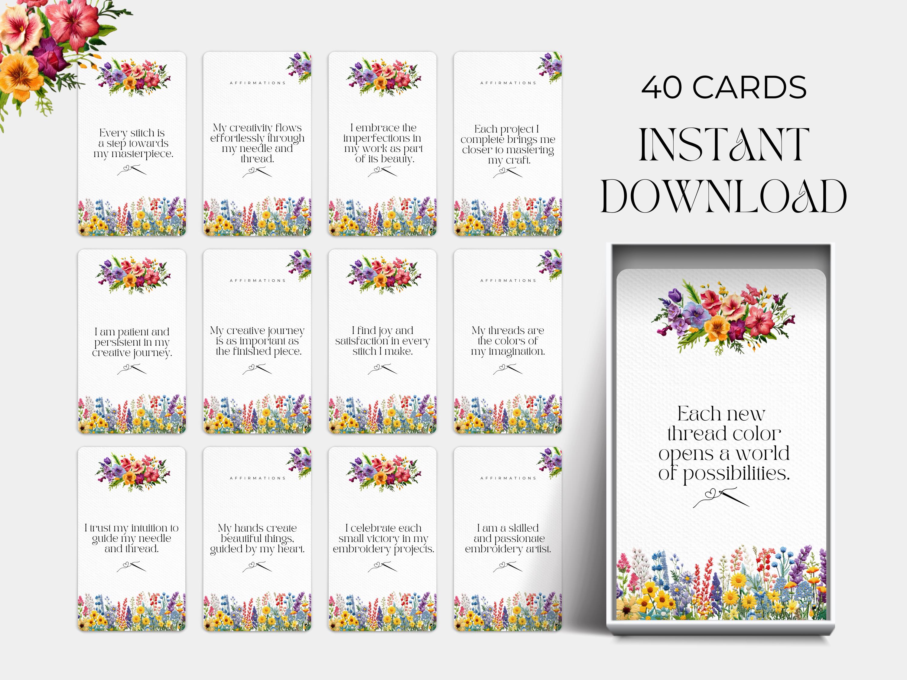 40 Affirmation Cards for Threading Inspirations, Needlework ...