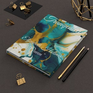 PERSONALIZED Matte Turquoise MARBLE Hardcover JOURNAL for Book Lovers ...