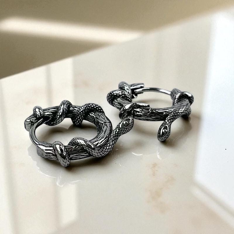 Silver Snake Earrings - Etsy