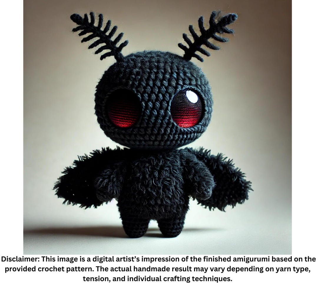 Chibi Mothman Crochet Pattern – Amigurumi Cryptid Plush PDF, Beginner ...
