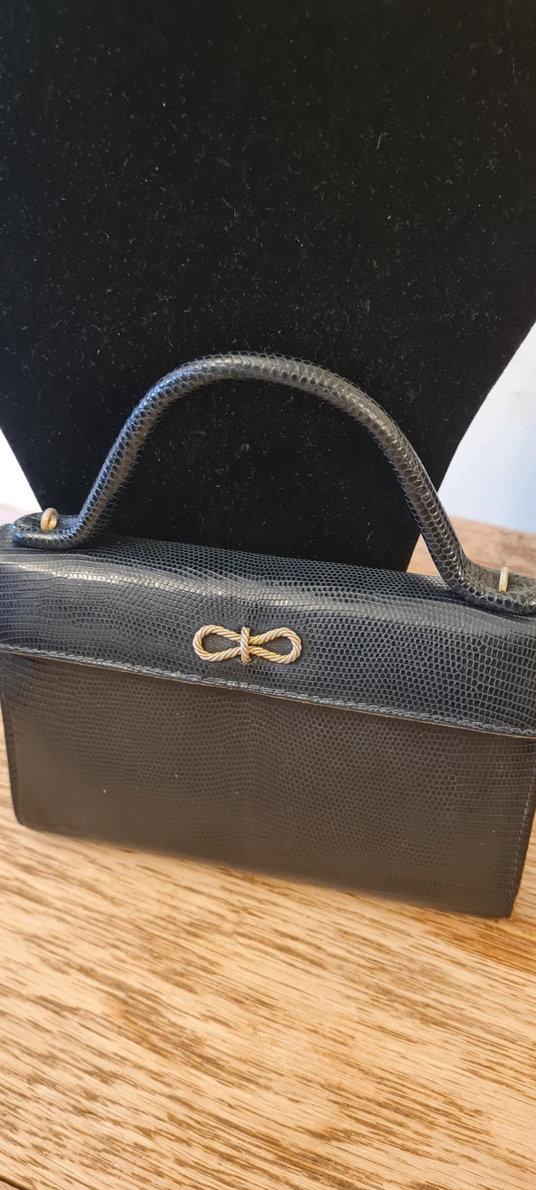 Vintage Miniature Top Handle Leather Handbag With Bow Detail - Etsy