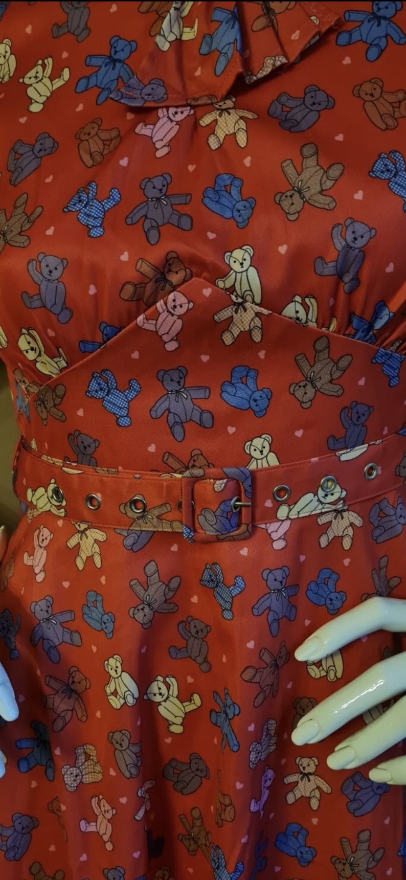 Lindy Bop Clarissa Red Teddy Bear Design Retro Fit and Flare Dress - Etsy