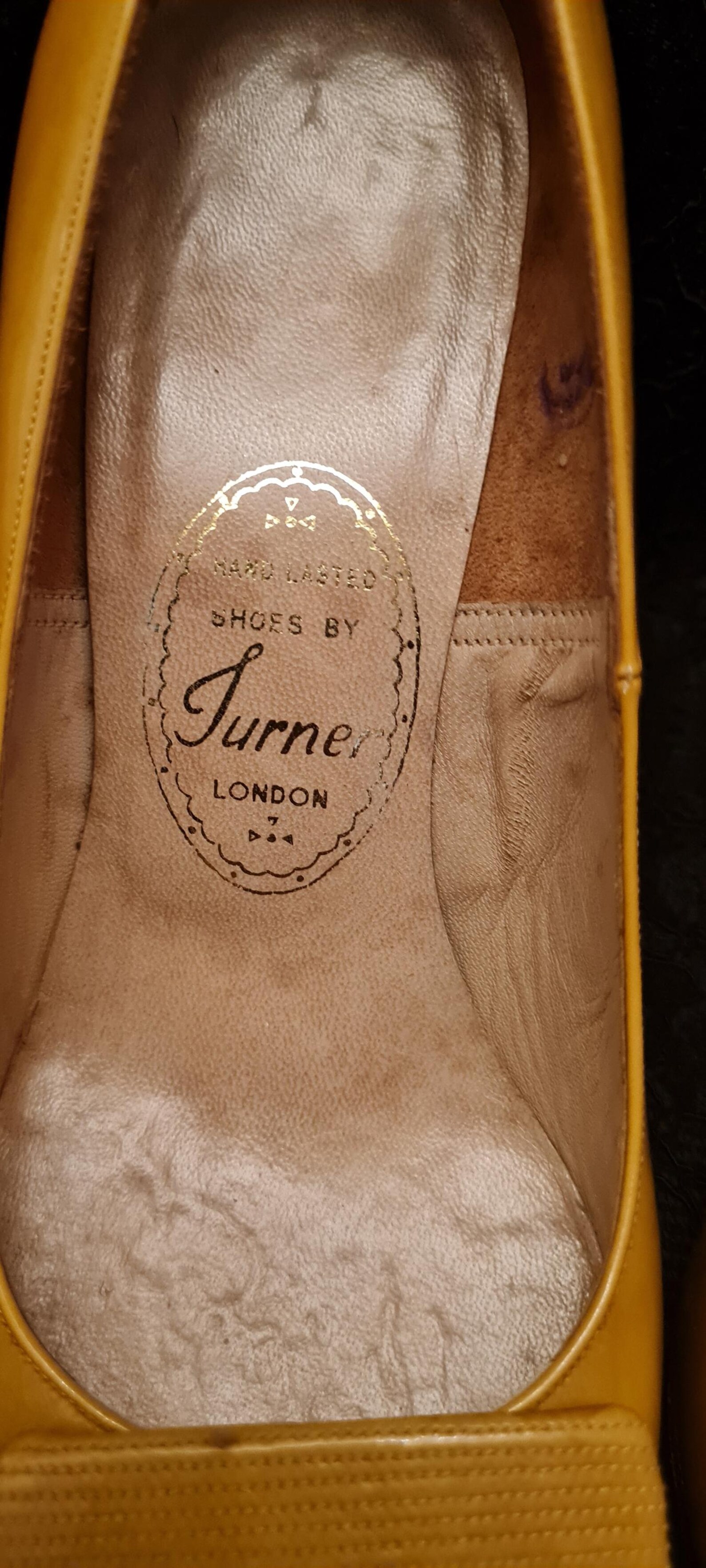 Vintage 1950s Hand Lasted Ladies Heels Shoes by Turner London Mustard ...