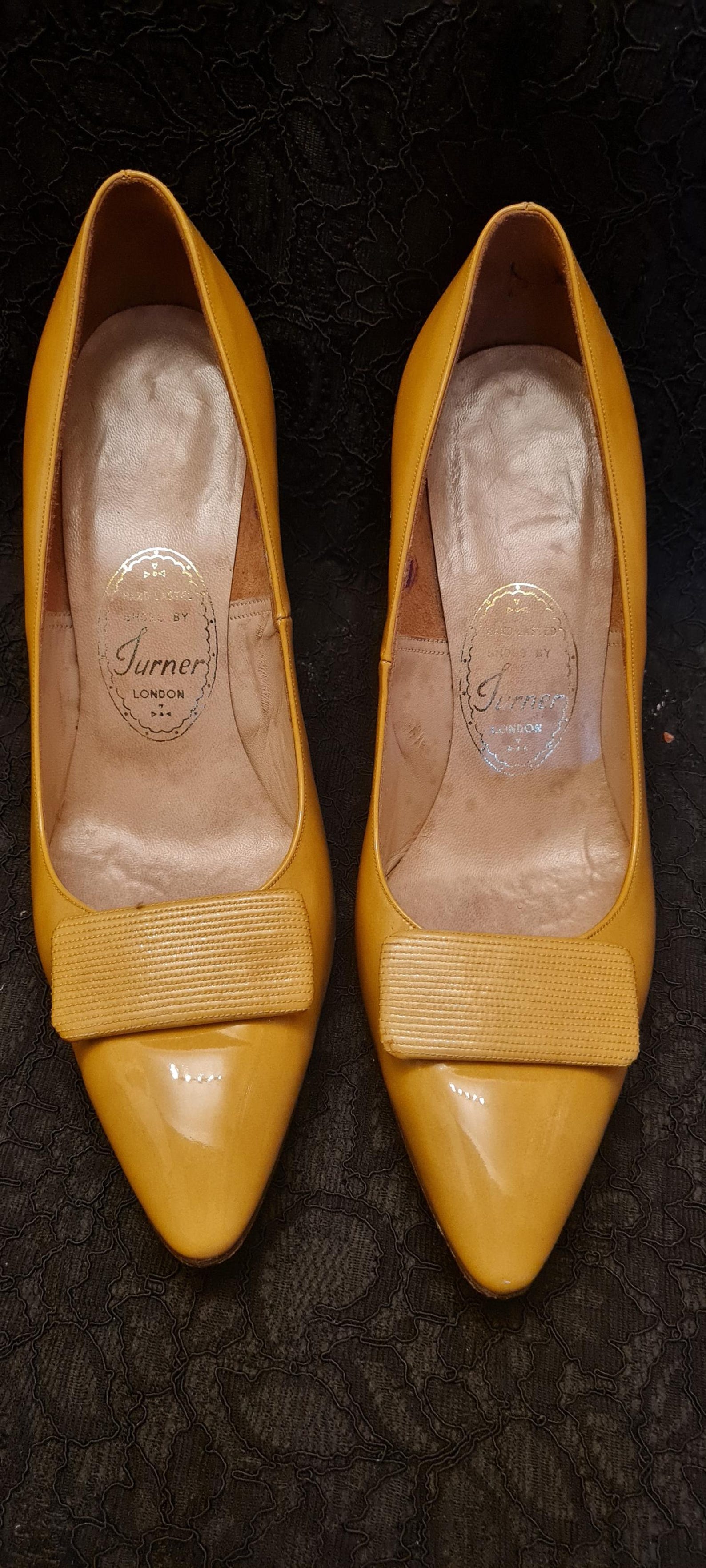 Vintage 1950s Hand Lasted Ladies Heels Shoes by Turner London Mustard ...