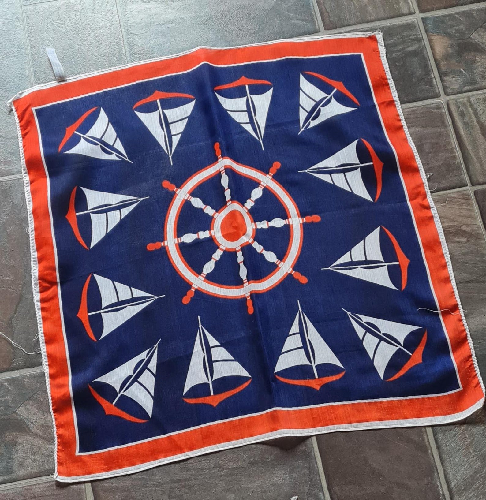 Vintage Nautical Sailing Themed Square Poly Neck, Head Scarf - Etsy