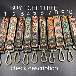 Tooled Leather Keychain, Western Leather Keychain, Key Fob, Cowgirl Car ...