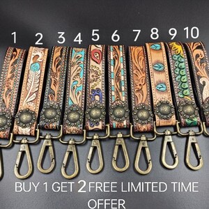 Tooled Leather Keychain, Western Leather Keychain, Key Fob, Cowgirl Car ...