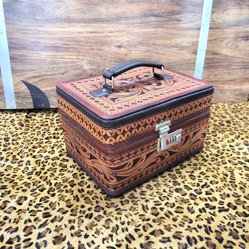 Large Jewelry Box, Jewelry Case, Leather Jewelry Box, Punchy, Tooled ...