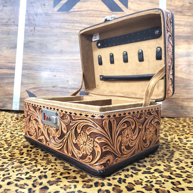 Large Jewelry Box, Jewelry Case, Leather Jewelry Box, Punchy, Tooled ...