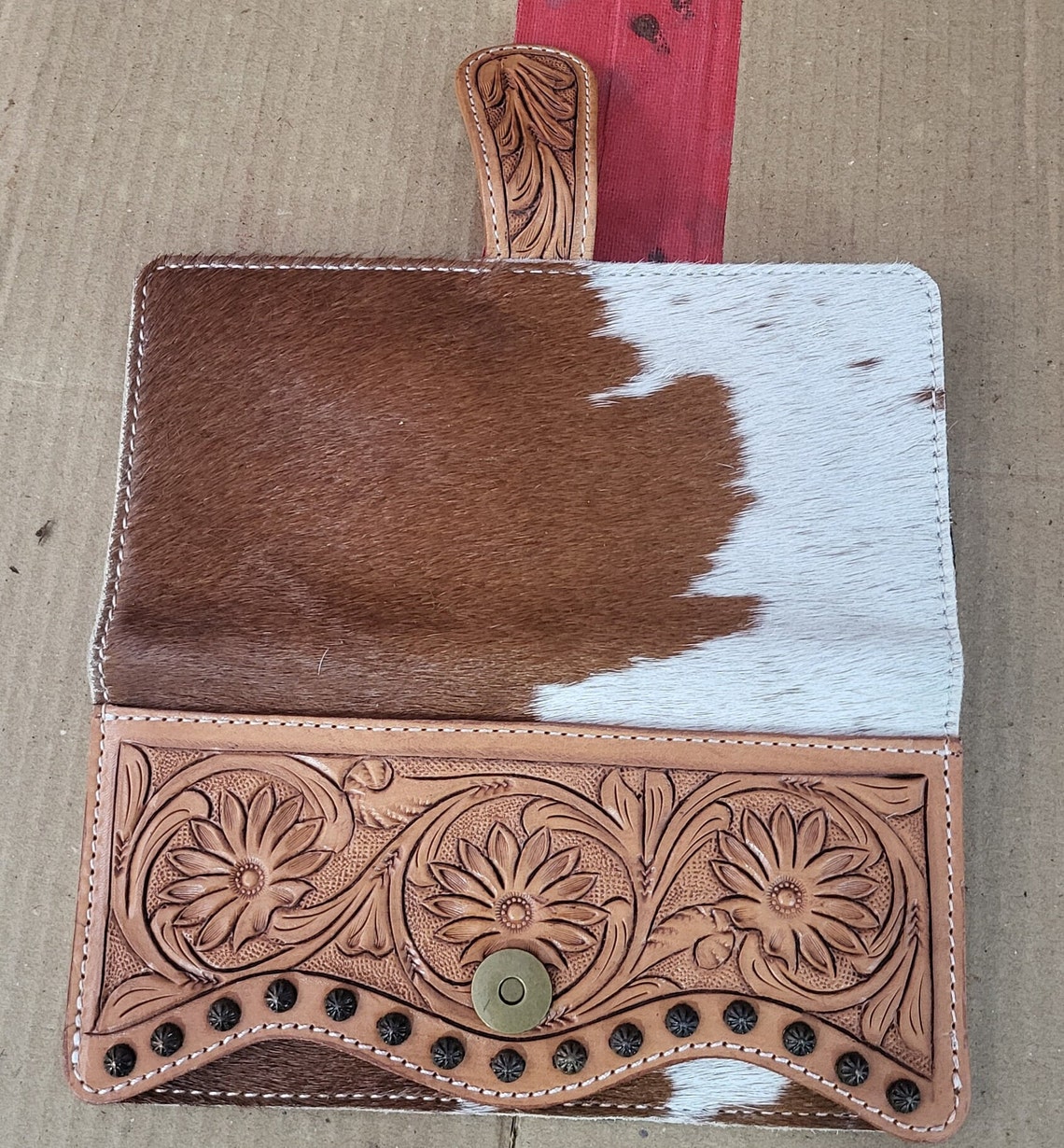 Western Leather Wallet Purse, Brown Alligator Leather Long Wallet ...
