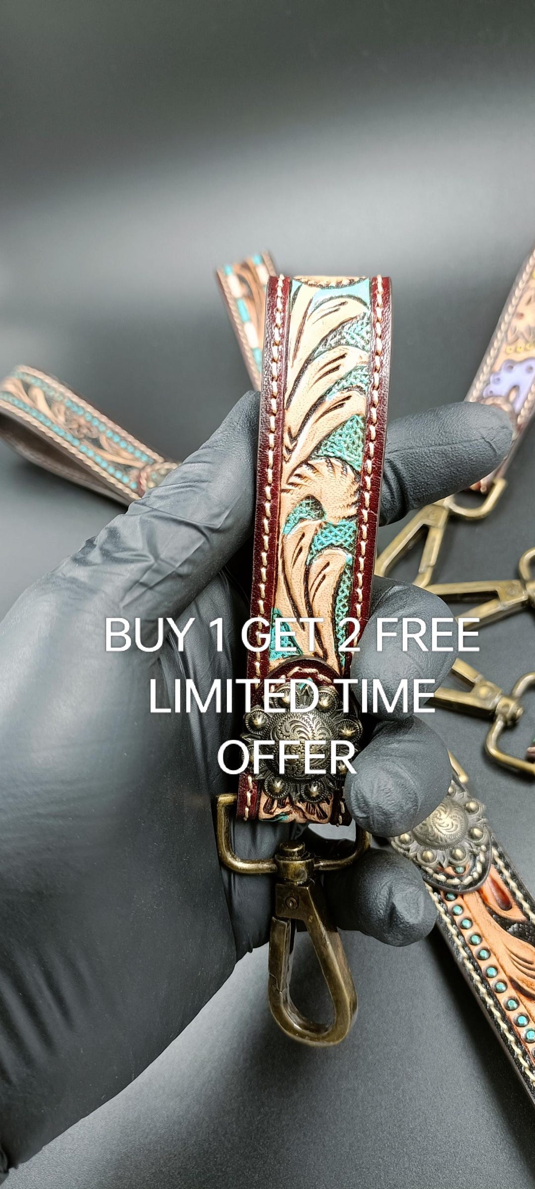 Western Tooled Leather Keychain, Handcrafted Key Fob, Vintage Style ...
