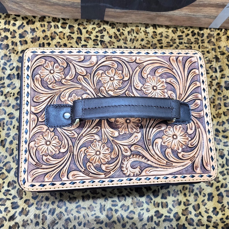 Large Jewelry Box, Jewelry Case, Leather Jewelry Box, Punchy, Tooled ...