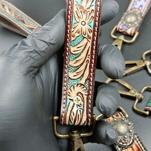 Western Tooled Leather Keychain, Handcrafted Key Fob, Vintage Style ...