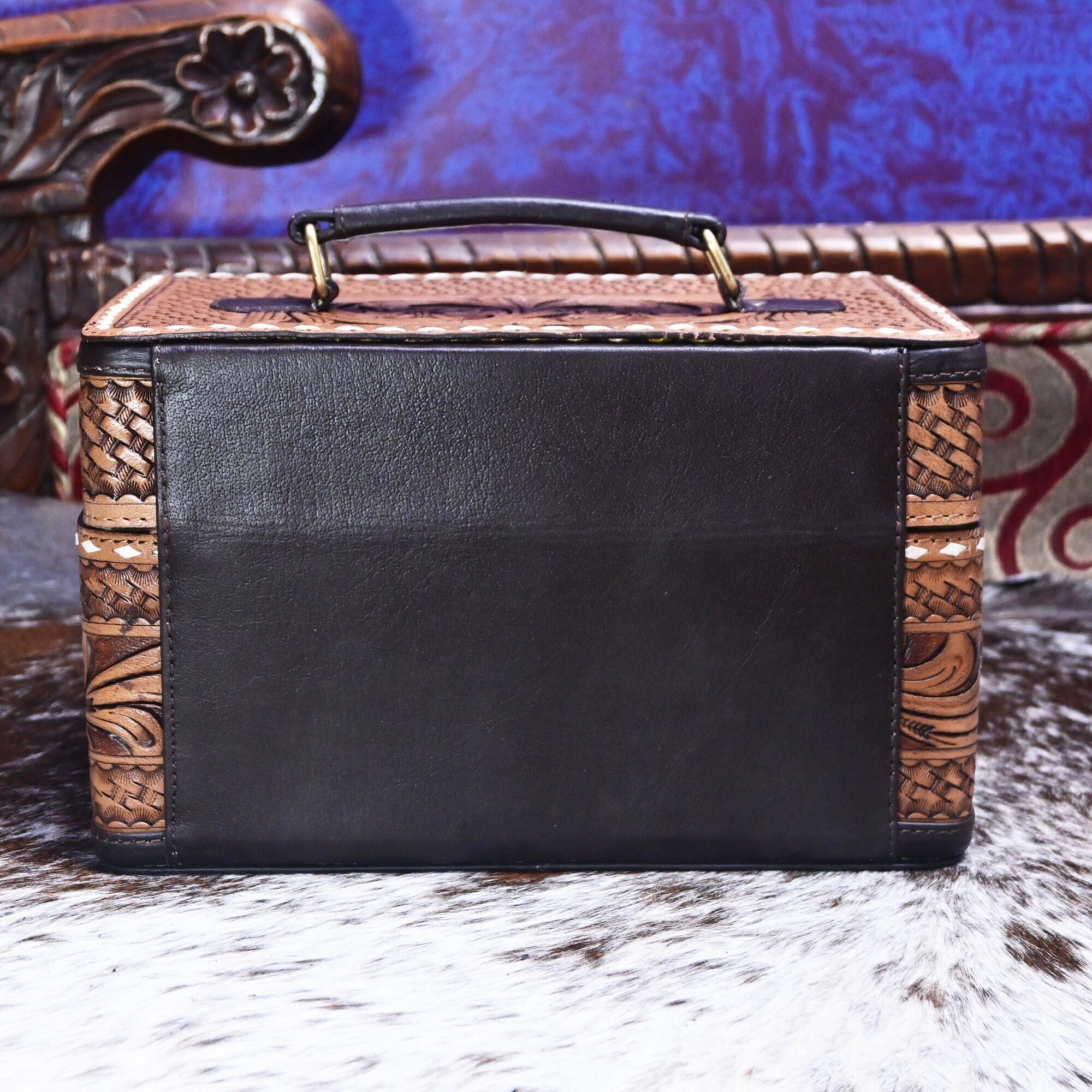 Large Jewelry Box, Jewelry Case, Leather Jewelry Box, Punchy, Tooled ...