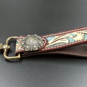 Western Tooled Leather Keychain, Handcrafted Key Fob, Vintage Style ...
