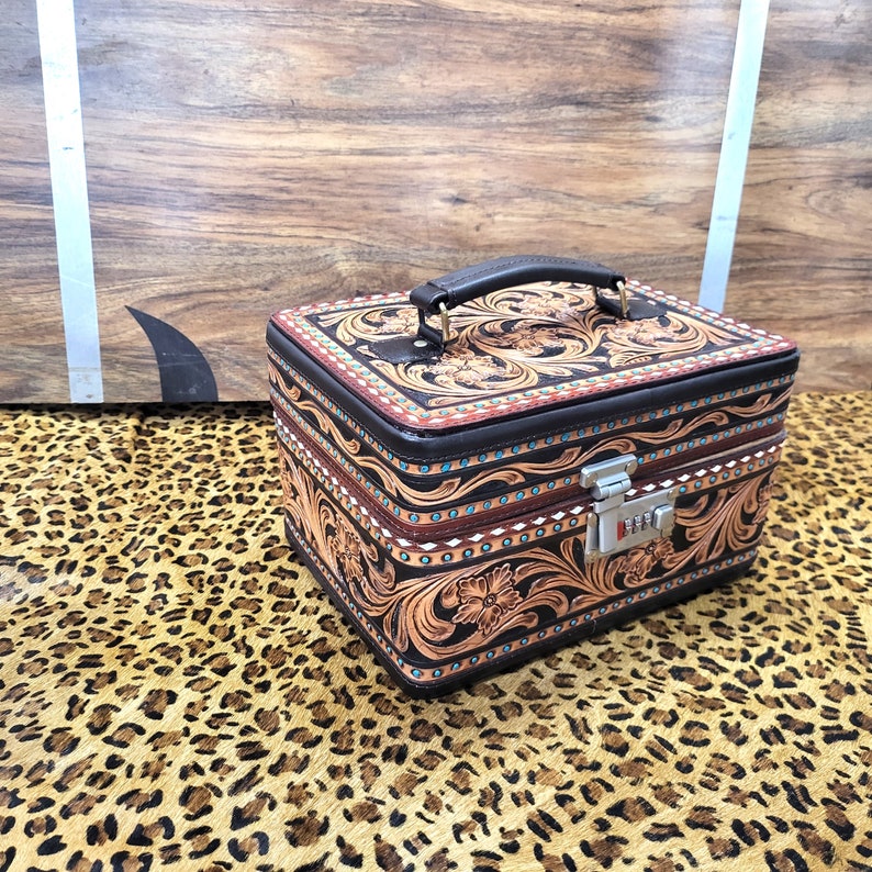 Large Jewelry Box, Jewelry Case, Leather Jewelry Box, Punchy, Tooled ...