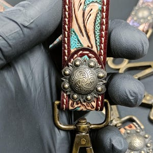 Western Tooled Leather Keychain, Handcrafted Key Fob, Vintage Style ...