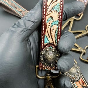 Western Tooled Leather Keychain, Handcrafted Key Fob, Vintage Style ...