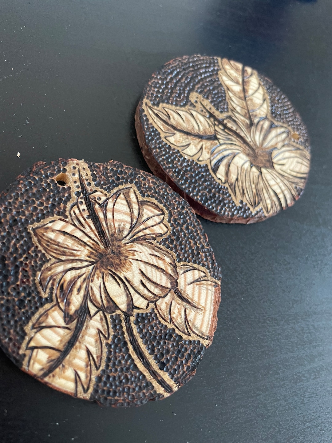Double Pyrography Flowers Style - Etsy