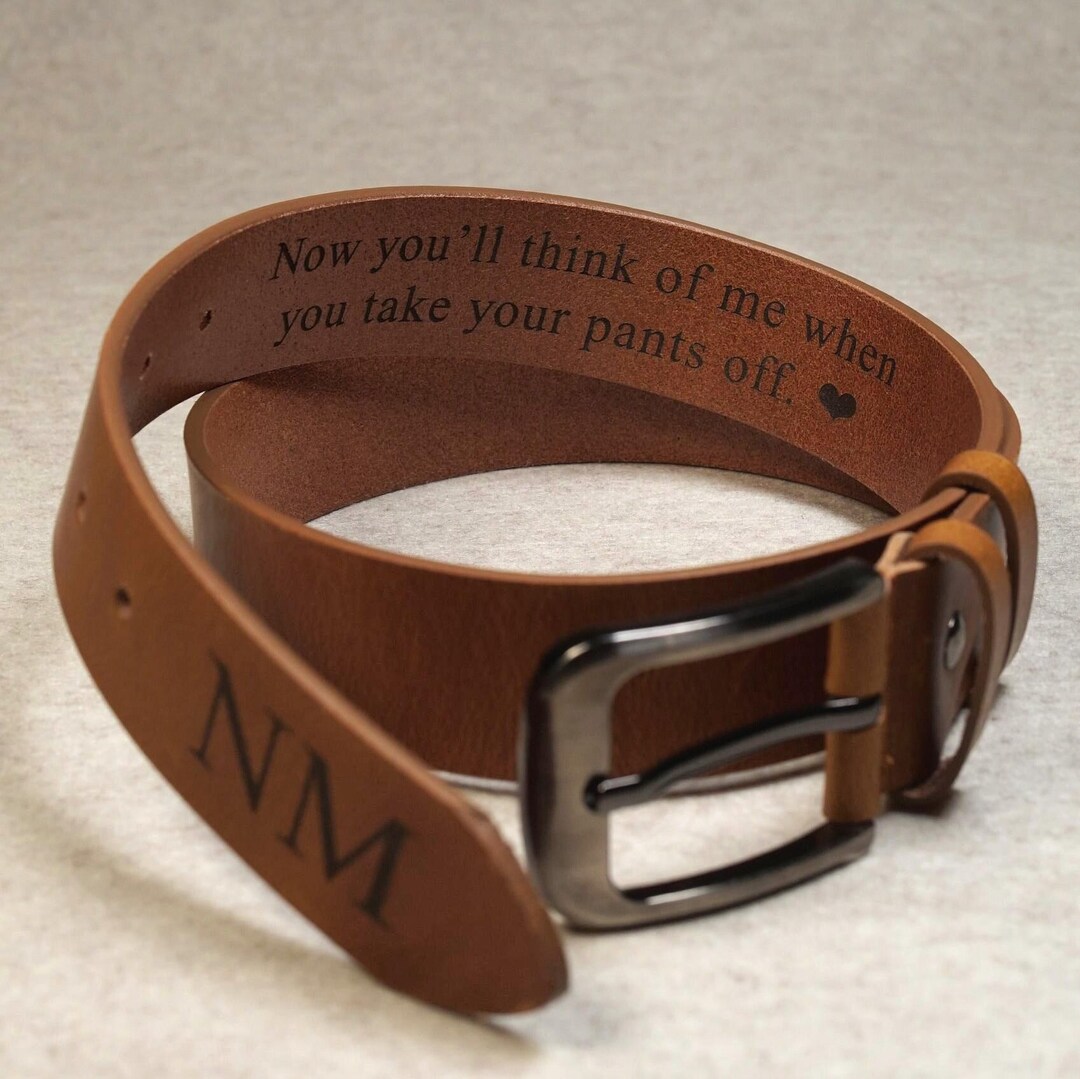 Personalized Men's 100% Full Grain Leather Belt, Custom Engraved Belt ...
