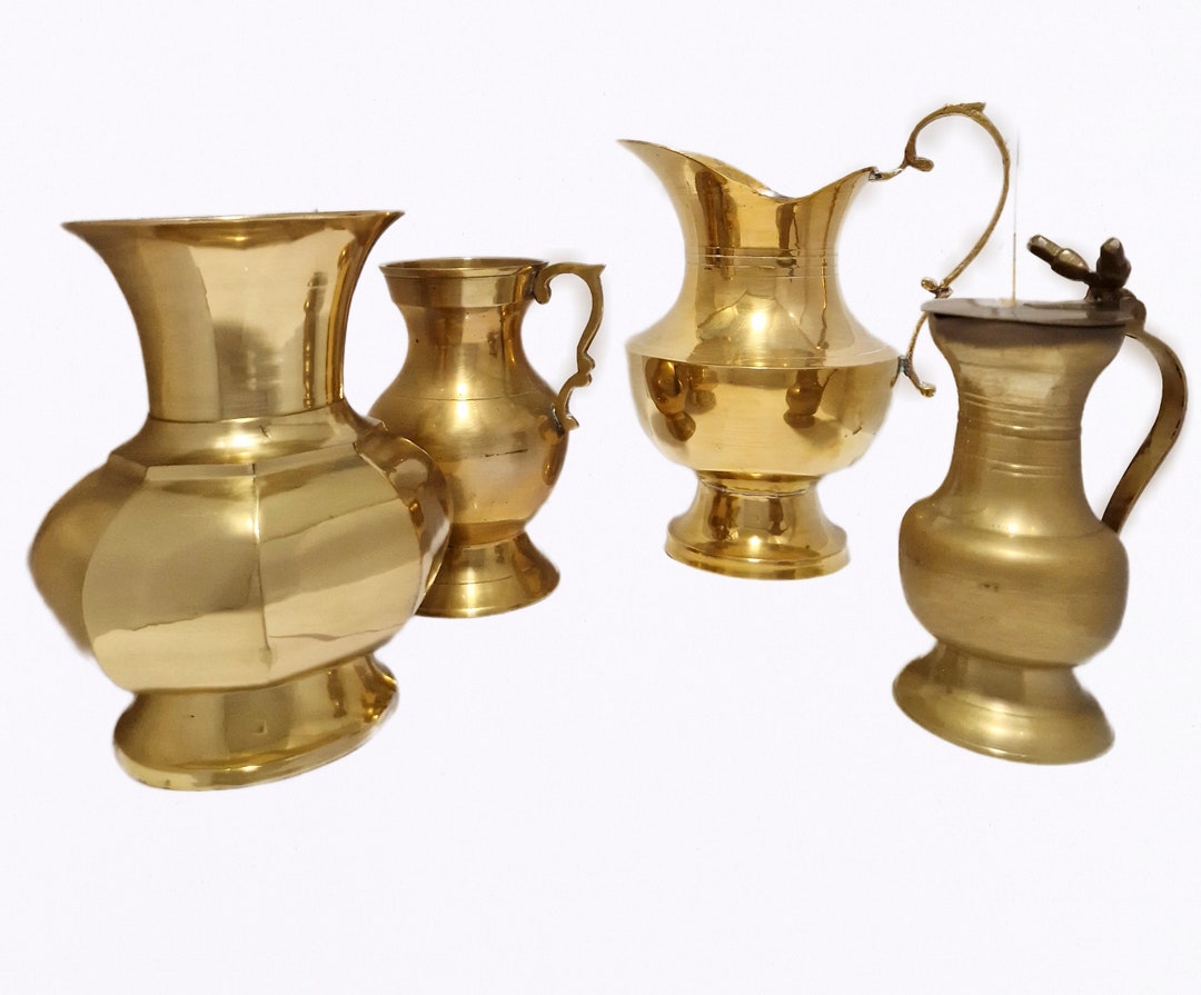 Vintage Solid Brass Pots, Set of 4, Used as Decoration - Etsy