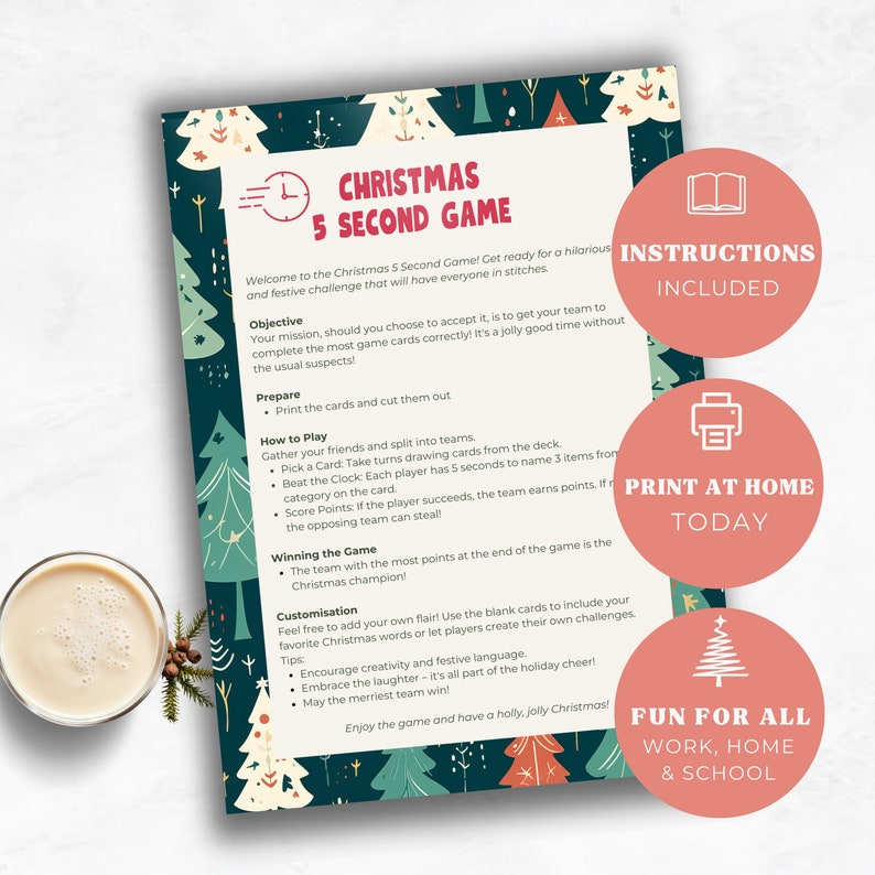 5 Second Game Christmas Cards for Kids, Adults, Family, Office, Senior ...