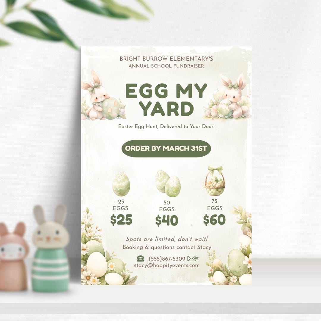 Egg My Yard Fundraiser Flyer, Editable Easter Egg Hunt Template for ...