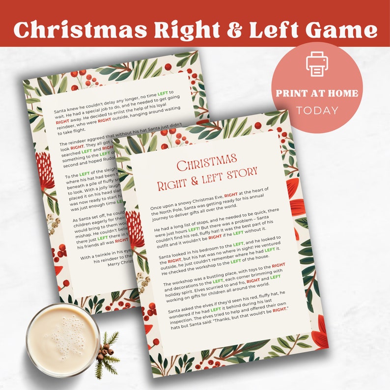Christmas Story Left Right Game Printable, INSTANT DOWNLOAD PDF, Gift ...