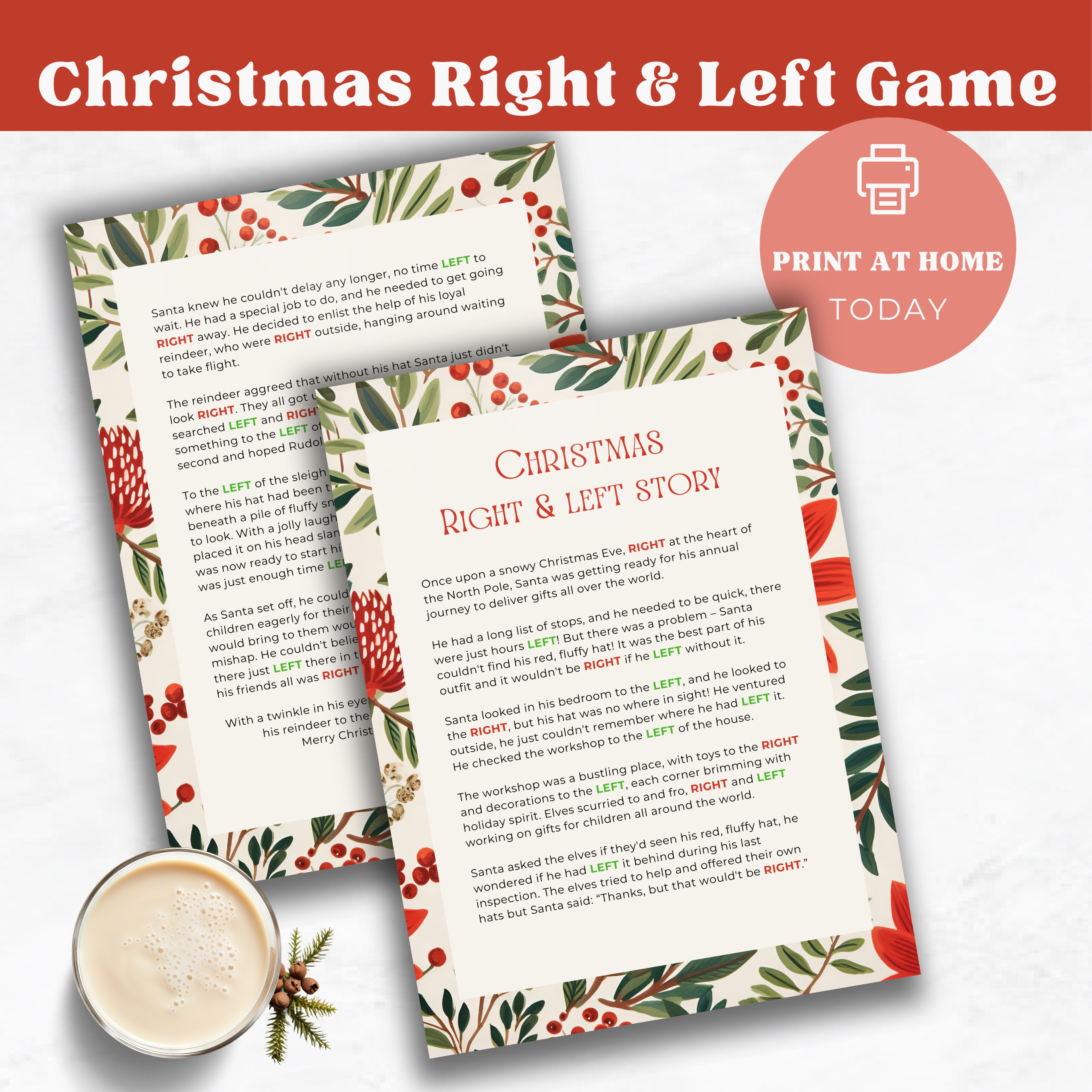 Christmas Story Left Right Game Printable, INSTANT DOWNLOAD PDF, Gift ...