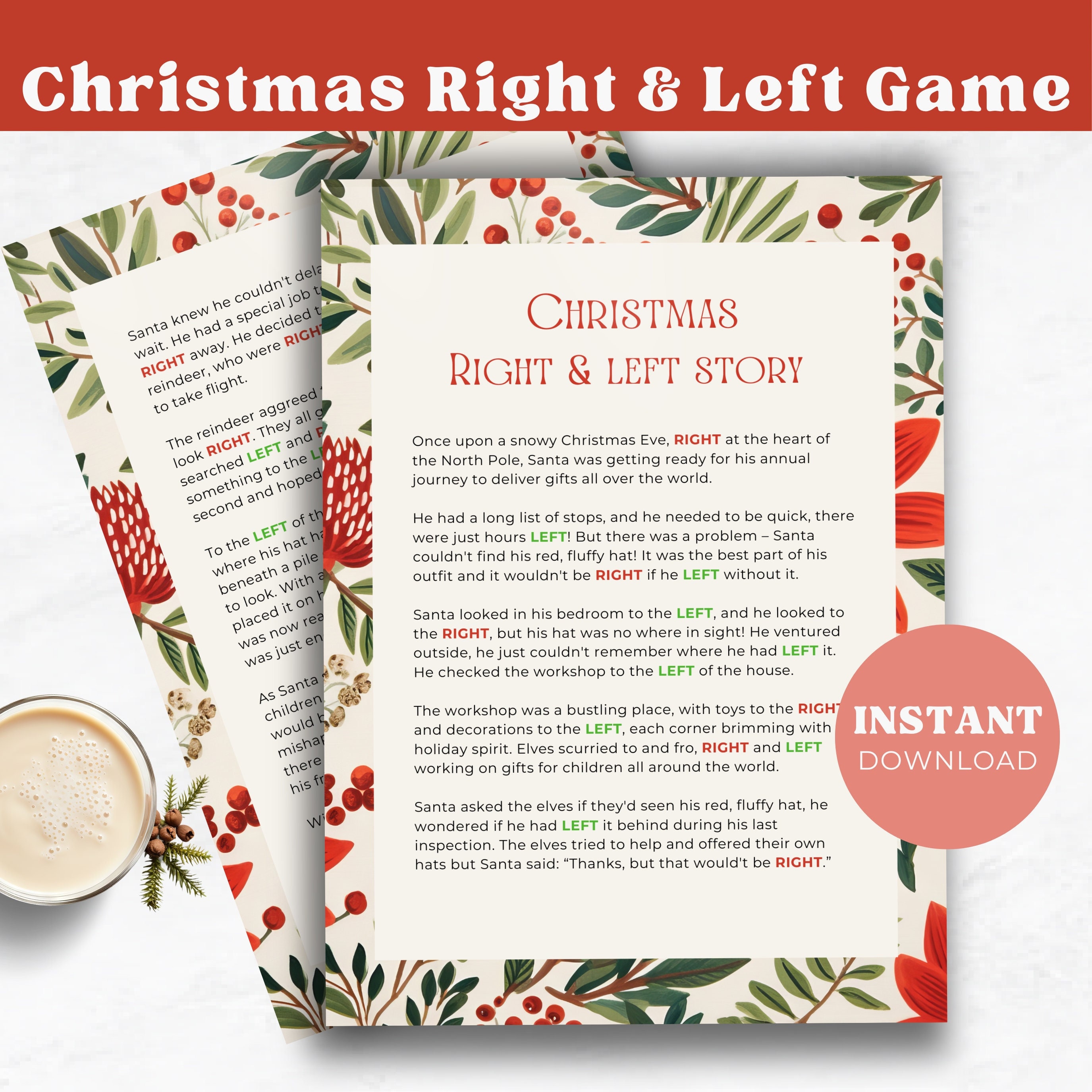 Christmas Story Left Right Game Printable, INSTANT DOWNLOAD PDF, Gift ...