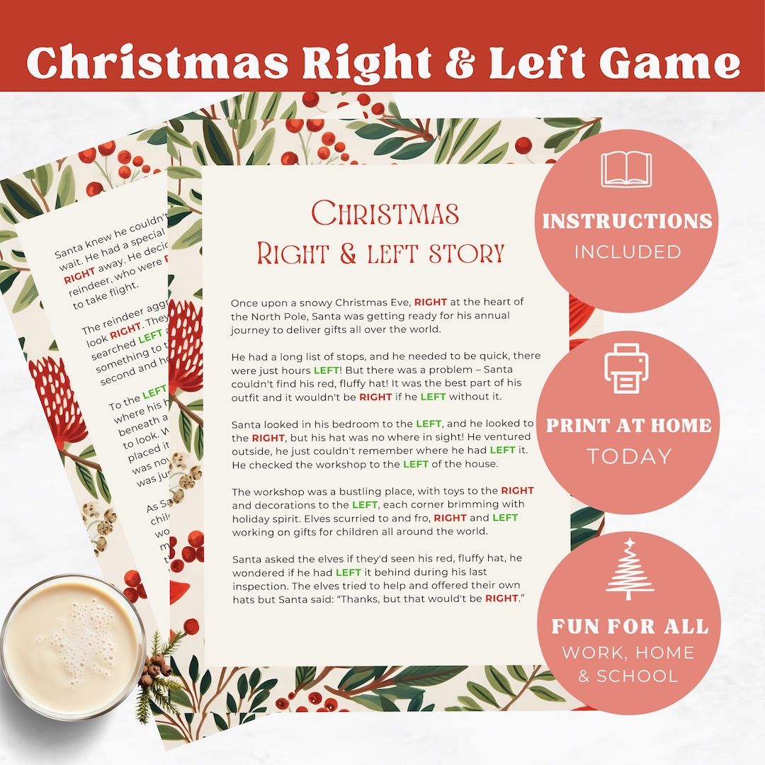 Christmas Story Left Right Game Printable, INSTANT DOWNLOAD PDF, Gift ...