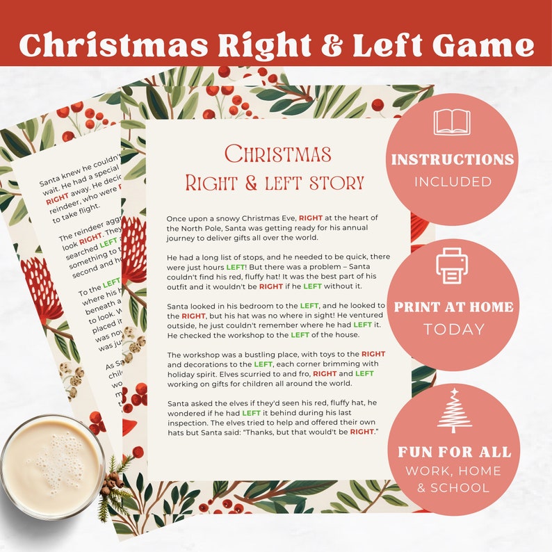 Christmas Story Left Right Game Printable, INSTANT DOWNLOAD PDF, Gift ...