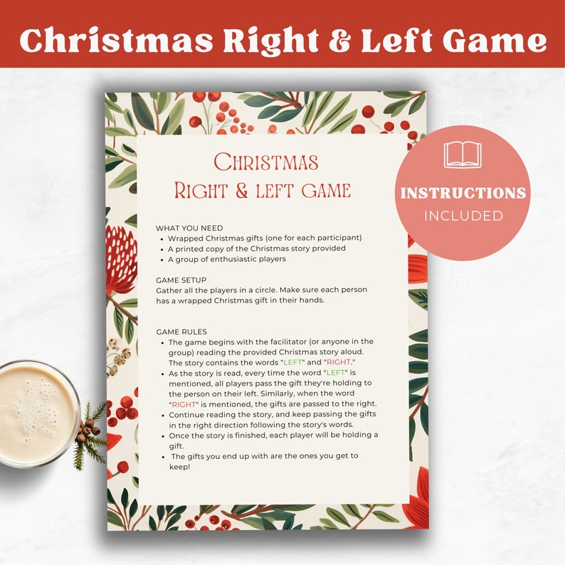 Christmas Story Left Right Game Printable, INSTANT DOWNLOAD PDF, Gift ...