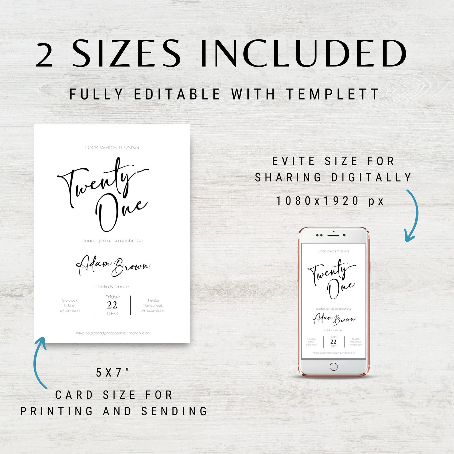 Simple 30th Birthday Invitation Electronic, Digital Editable Template ...