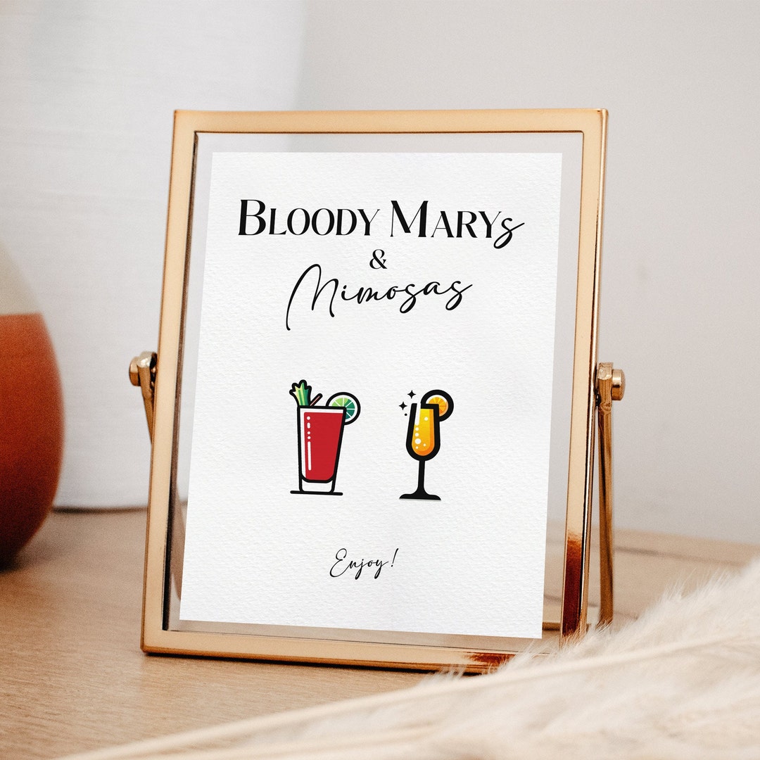 Bloody Mary and Mimosa Signs, Baby Shower Minimal Drink Sign With Icon ...
