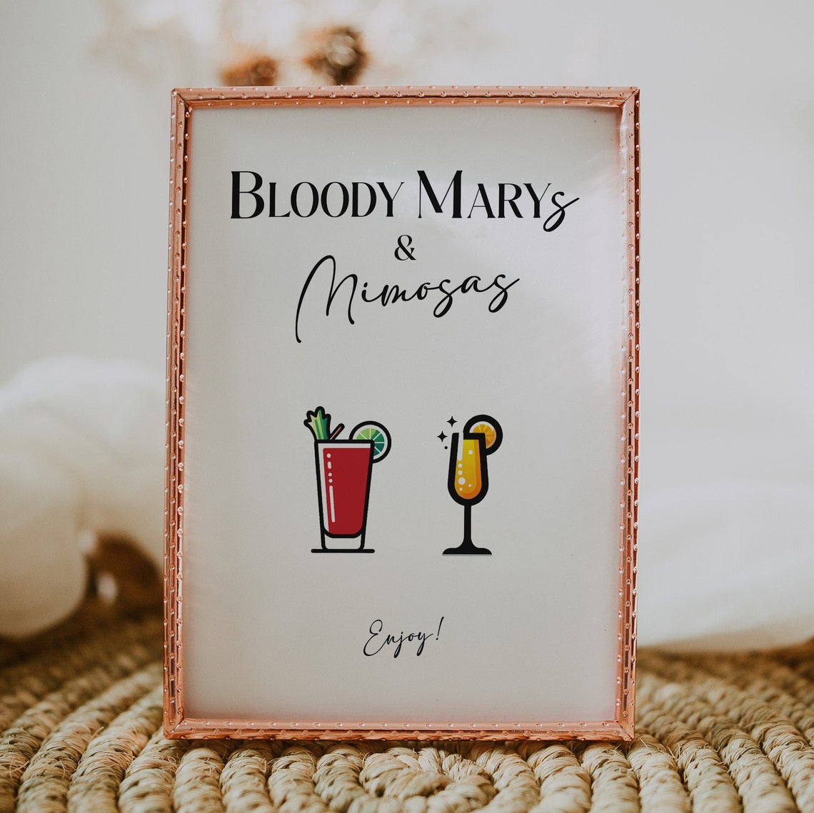 Bloody Mary and Mimosa Signs, Baby Shower Minimal Drink Sign With Icon ...