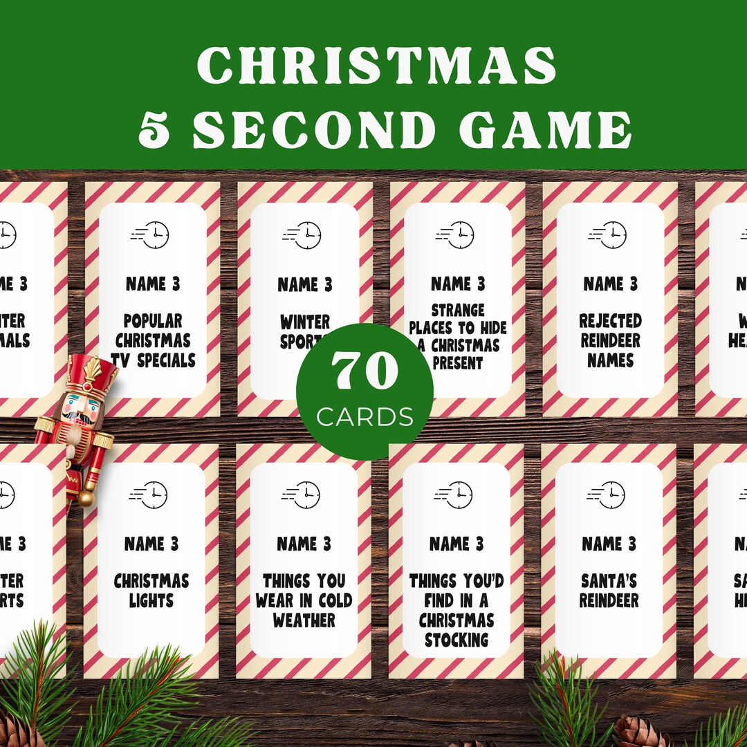 5 Second Game for Christmas, Cards for Kids, Adults, Teens, Office ...