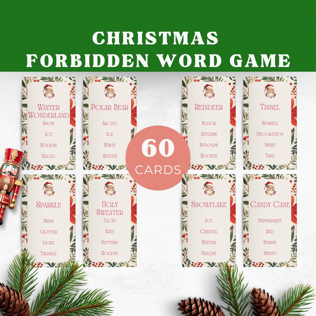 Forbidden Word Christmas Game Cards for Adults, Teenagers, Family ...