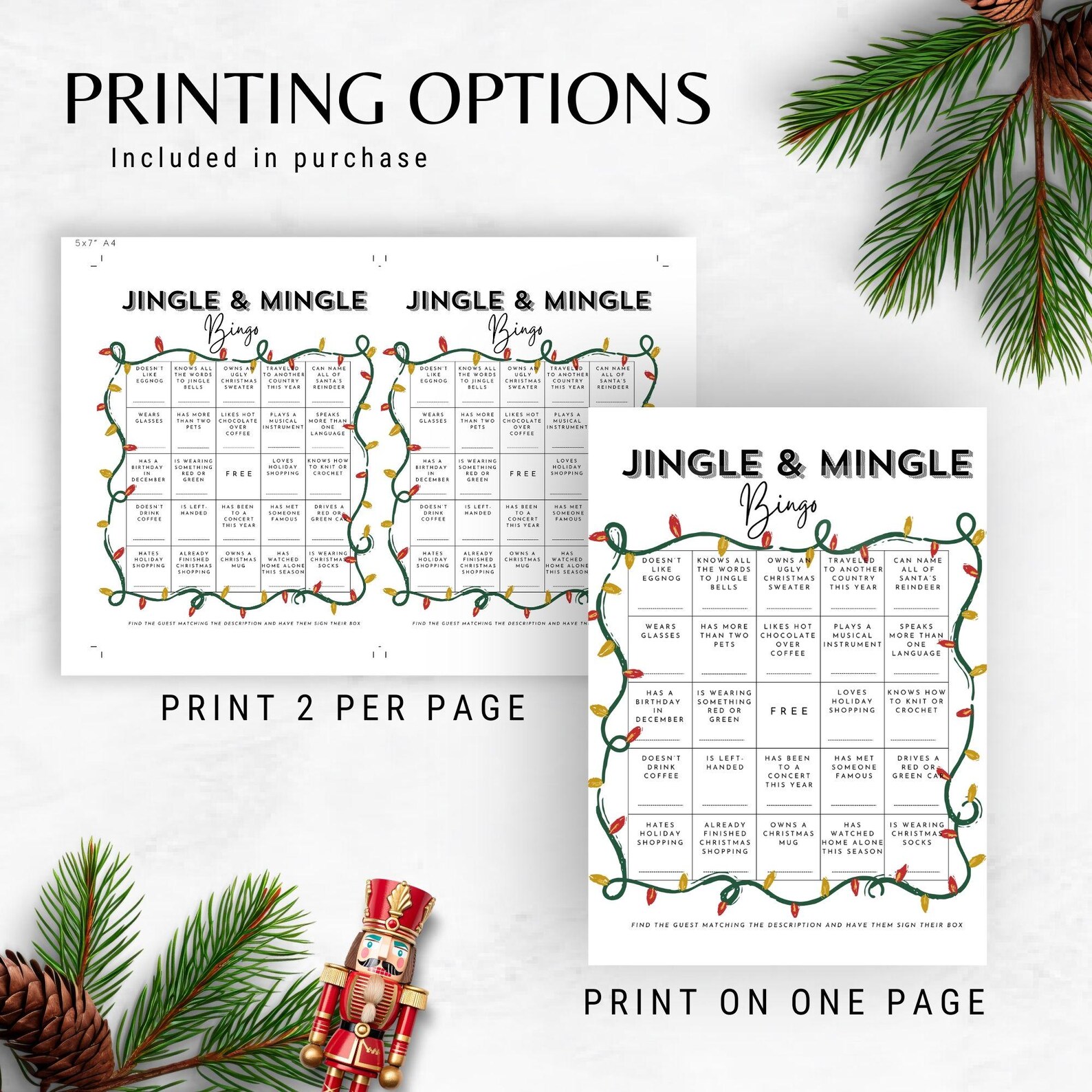 Jingle and Mingle Bingo, Find the Guest Ice Breaker Game, Find Someone ...